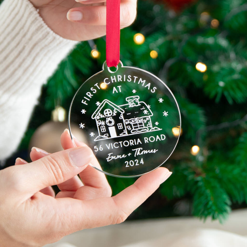 Elegantly Personalised Couple New Home Bauble By Secret Creation