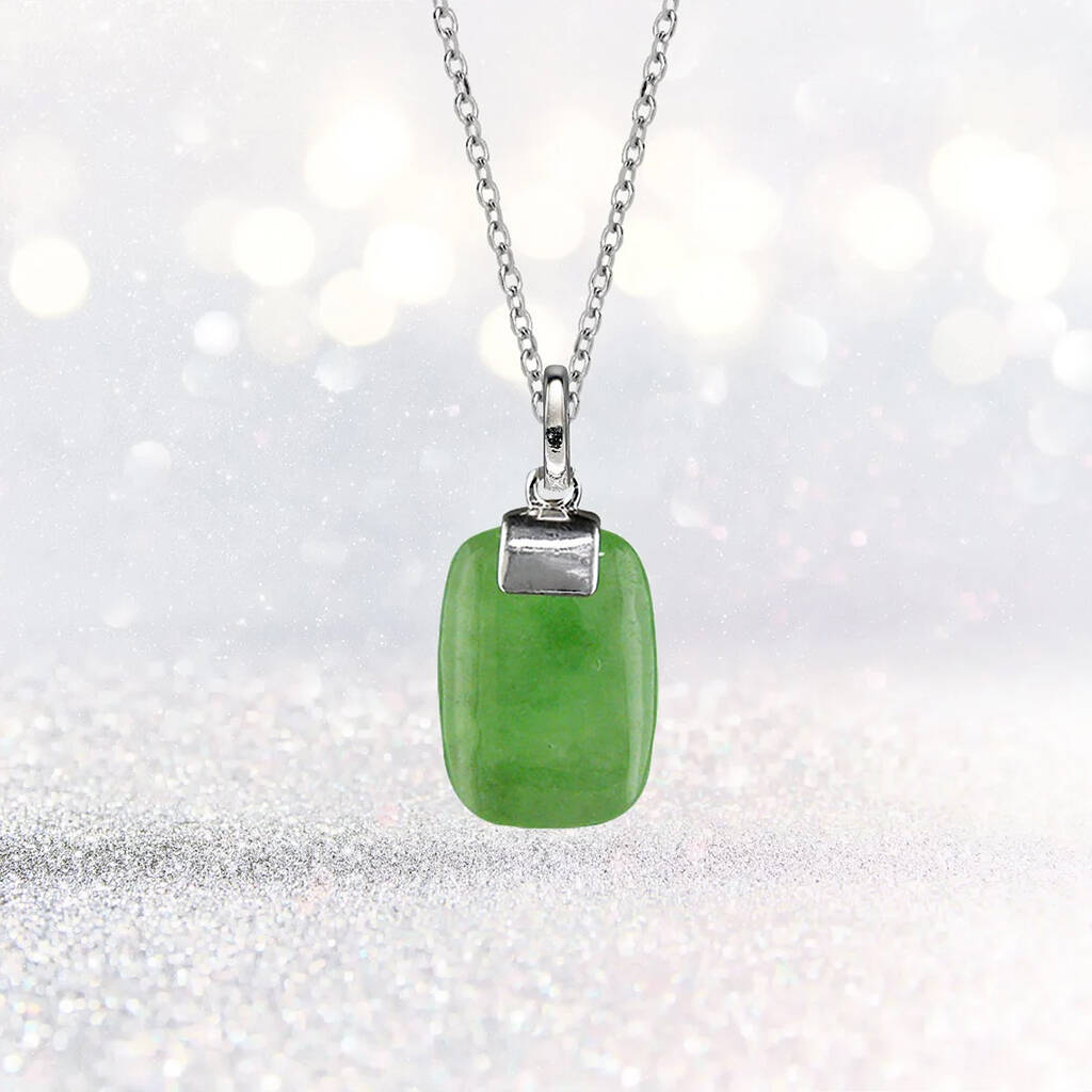 Personalised Silver Jade Rectangle Pendant Necklace By Songs of Ink and ...