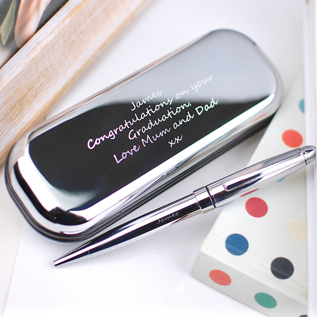 Personalised Boxed Chrome Pen By Penelopetom | notonthehighstreet.com