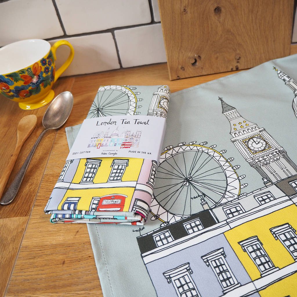 London Skyline Tea Towel By Helena Carrington Illustration ...