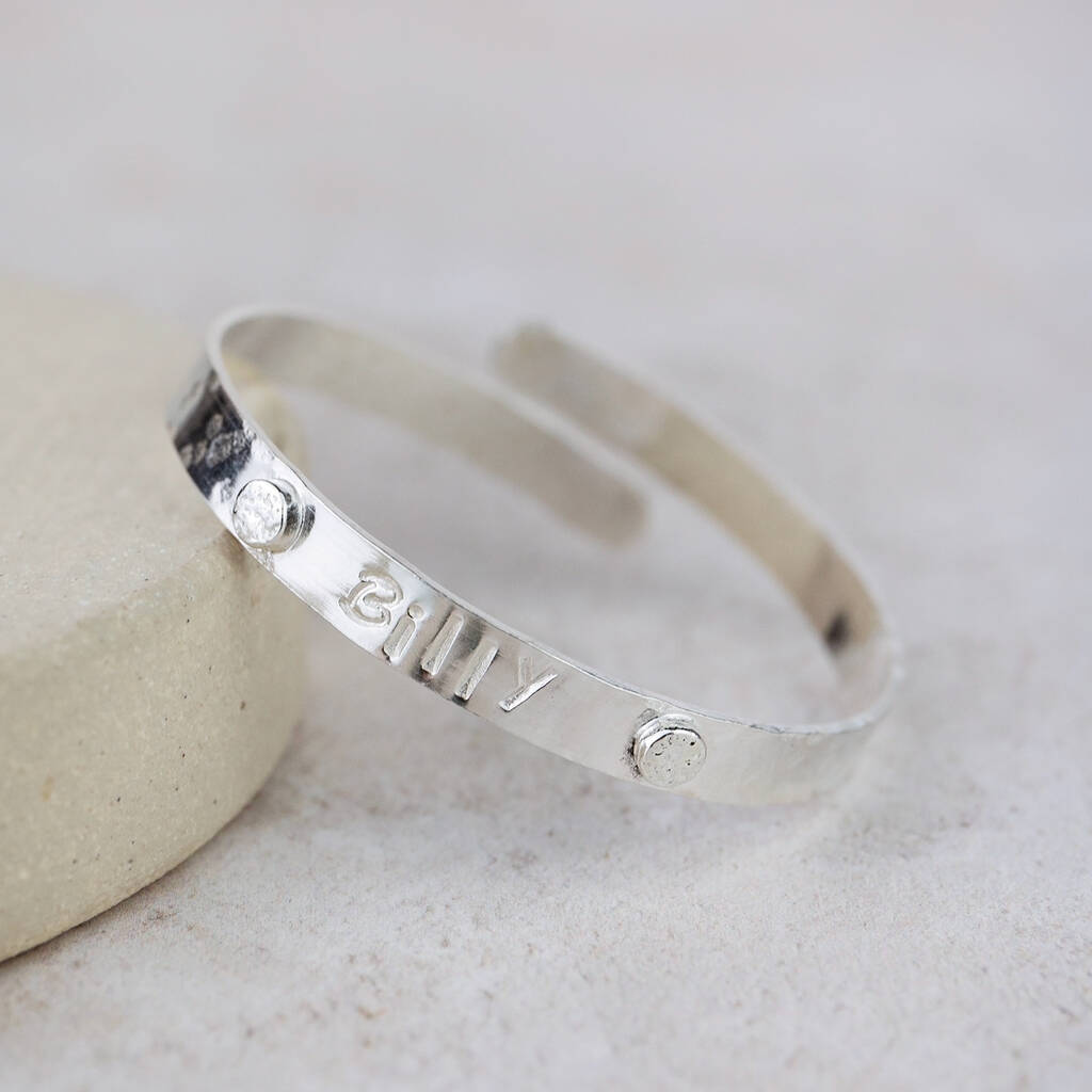 Sterling Silver Personalised Boys Christening Bangle By Lucy Kemp ...