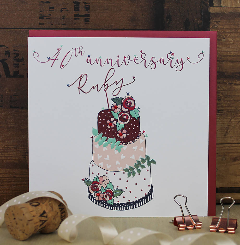 Ruby Wedding Anniversary Card Luxury By Molly Mae Notonthehighstreet