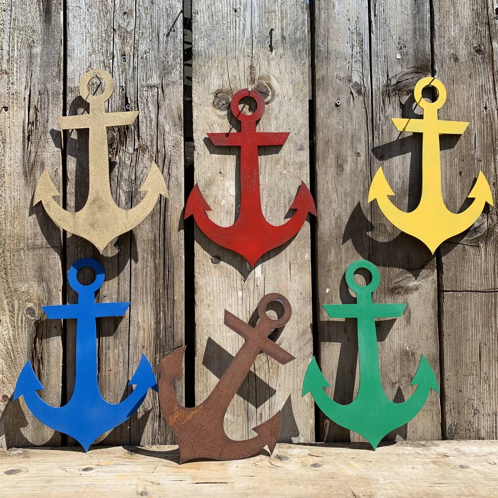 colourful anchor ship boat nautical sign by the rustic warehouse ...