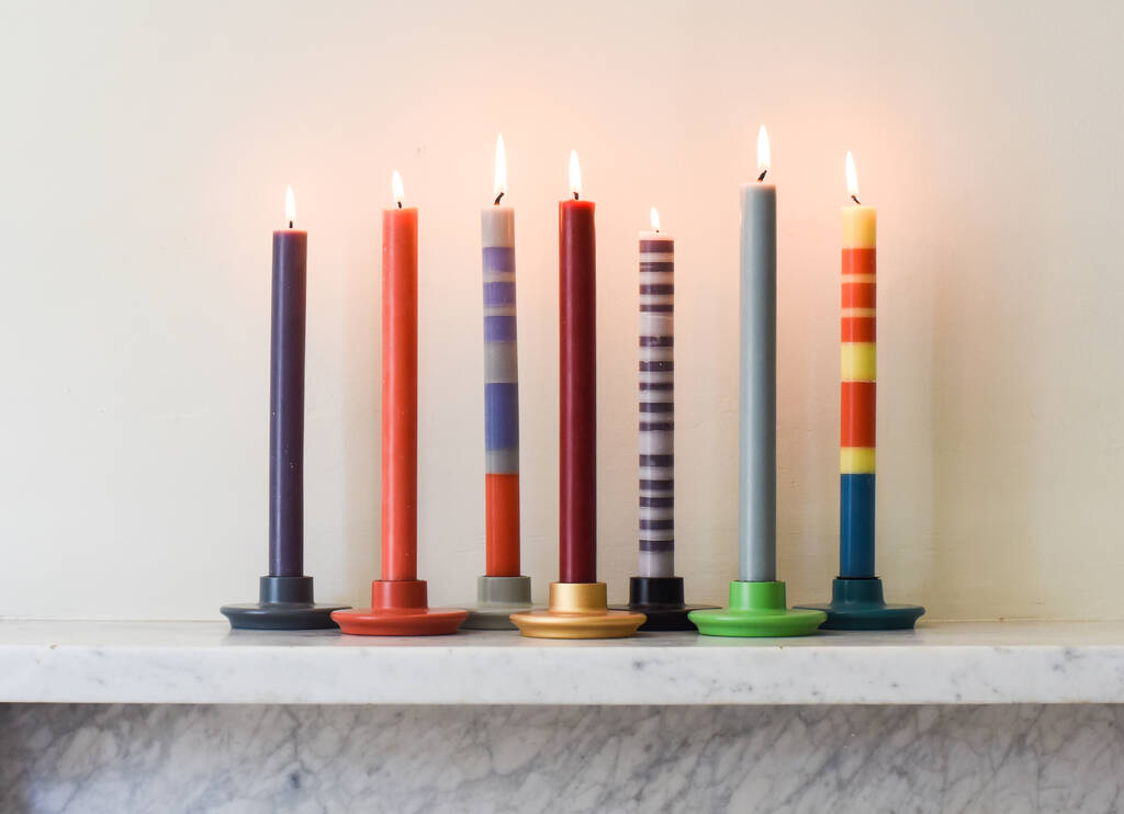 Rainbow Set Of Cool / Warm Block Colour Dinner Candles By BRITISH ...