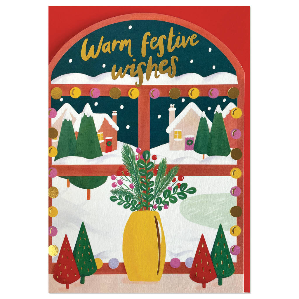 Calming 'Warm Festive Wishes' Christmas Card By Raspberry Blossom