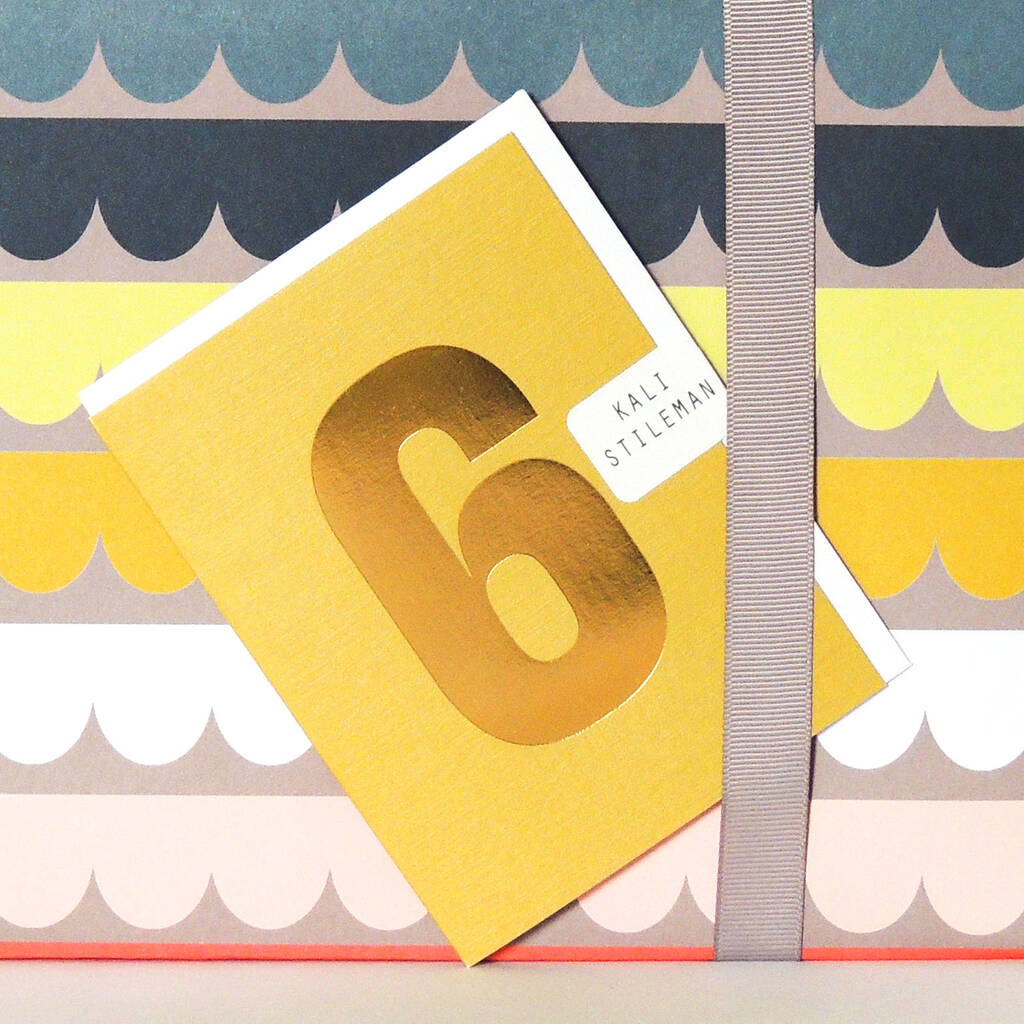 Mini Gold Foiled Number Six Card By Kali Stileman Publishing