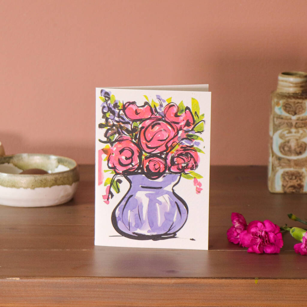 Bunch Of Flowers Greeting Card By Ella Johnston Art & Illustration ...