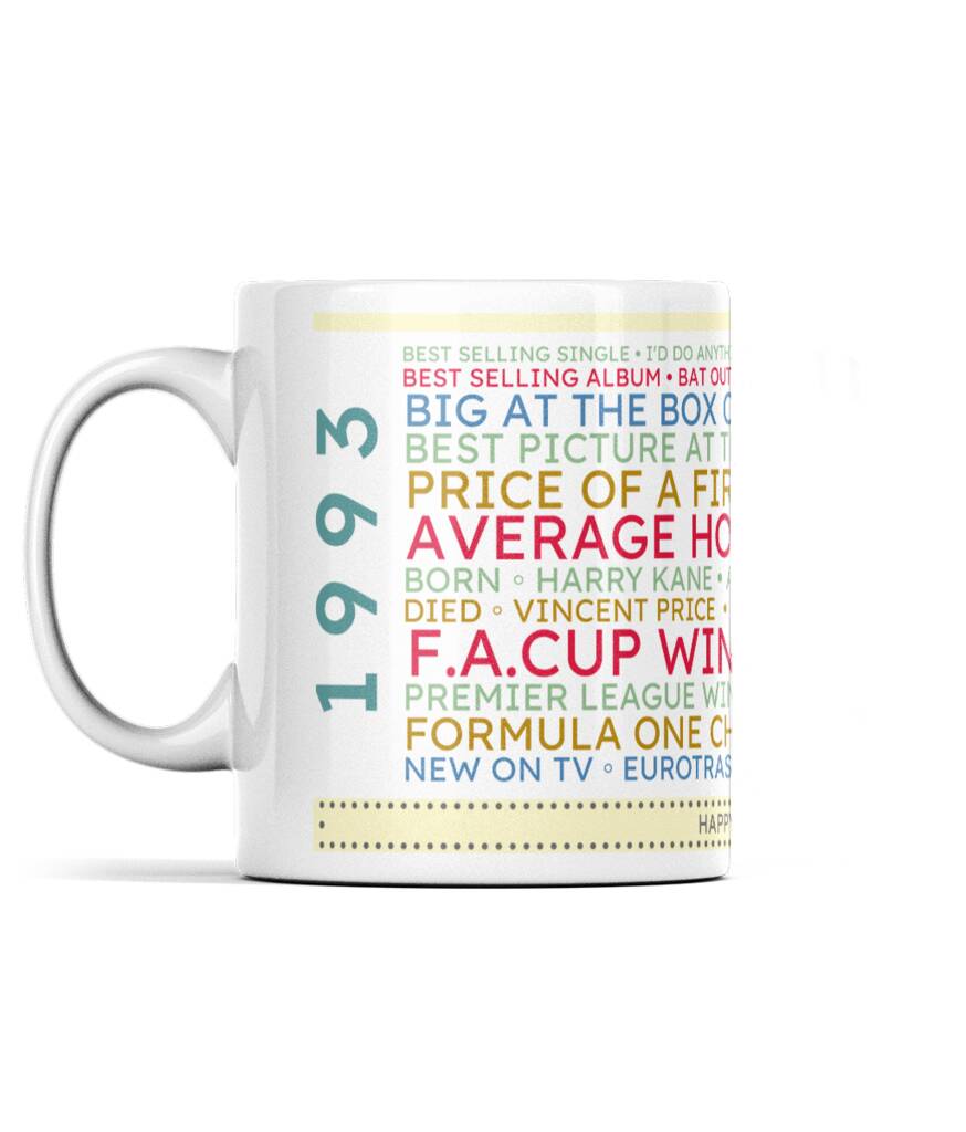 Personalised 30th Birthday Mug Gift 1993 Or 1994 By elevencorners