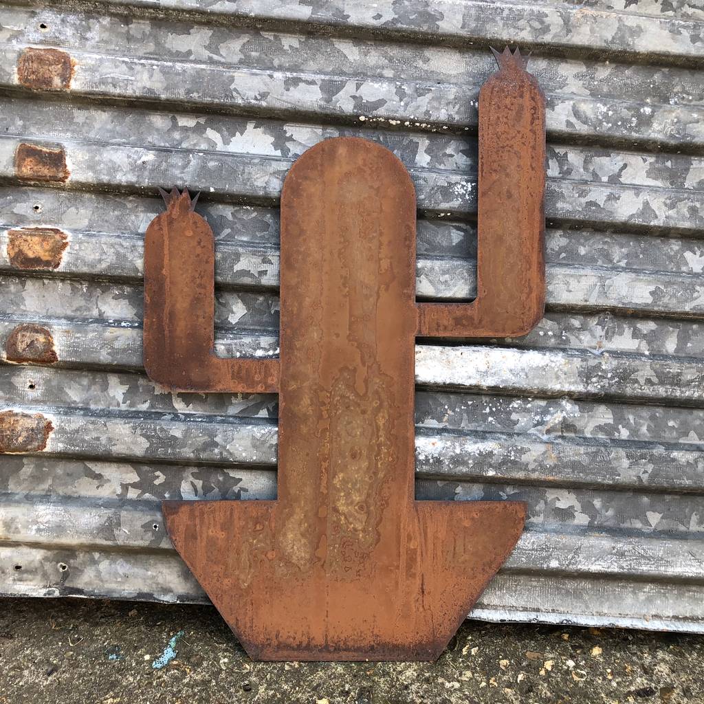 Rusted Cactus Plant Decoration Ornament Sign By The Rustic Warehouse ...
