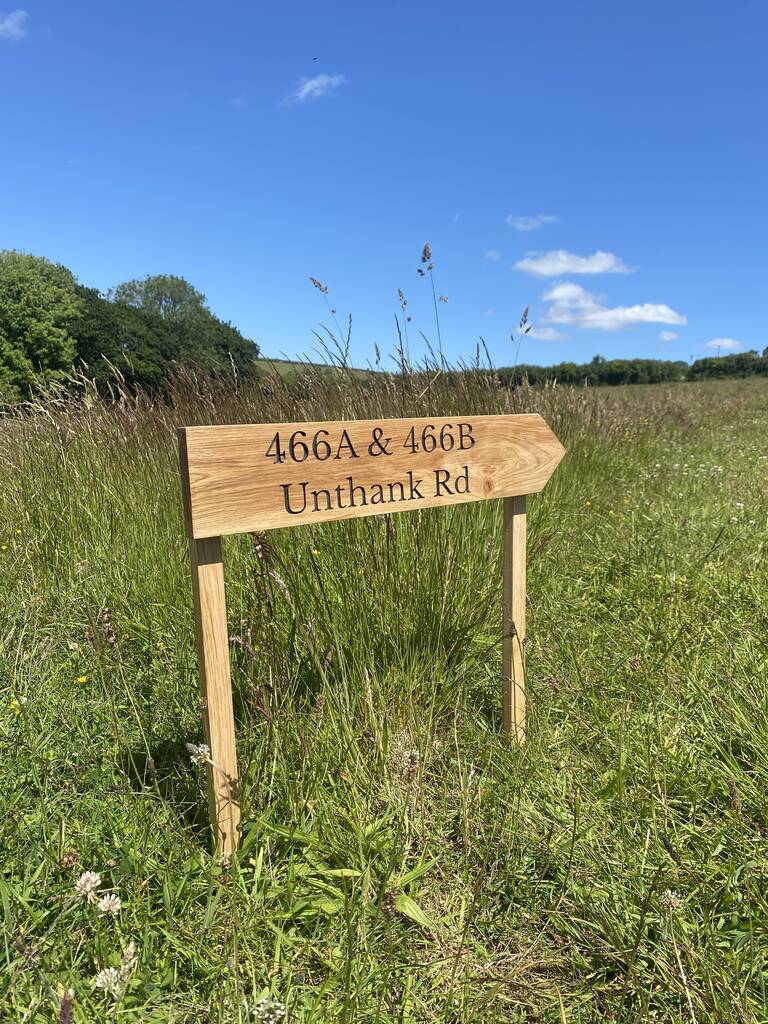 Wooden Engraved Driveway Sign Pointing By Grain Designs ...
