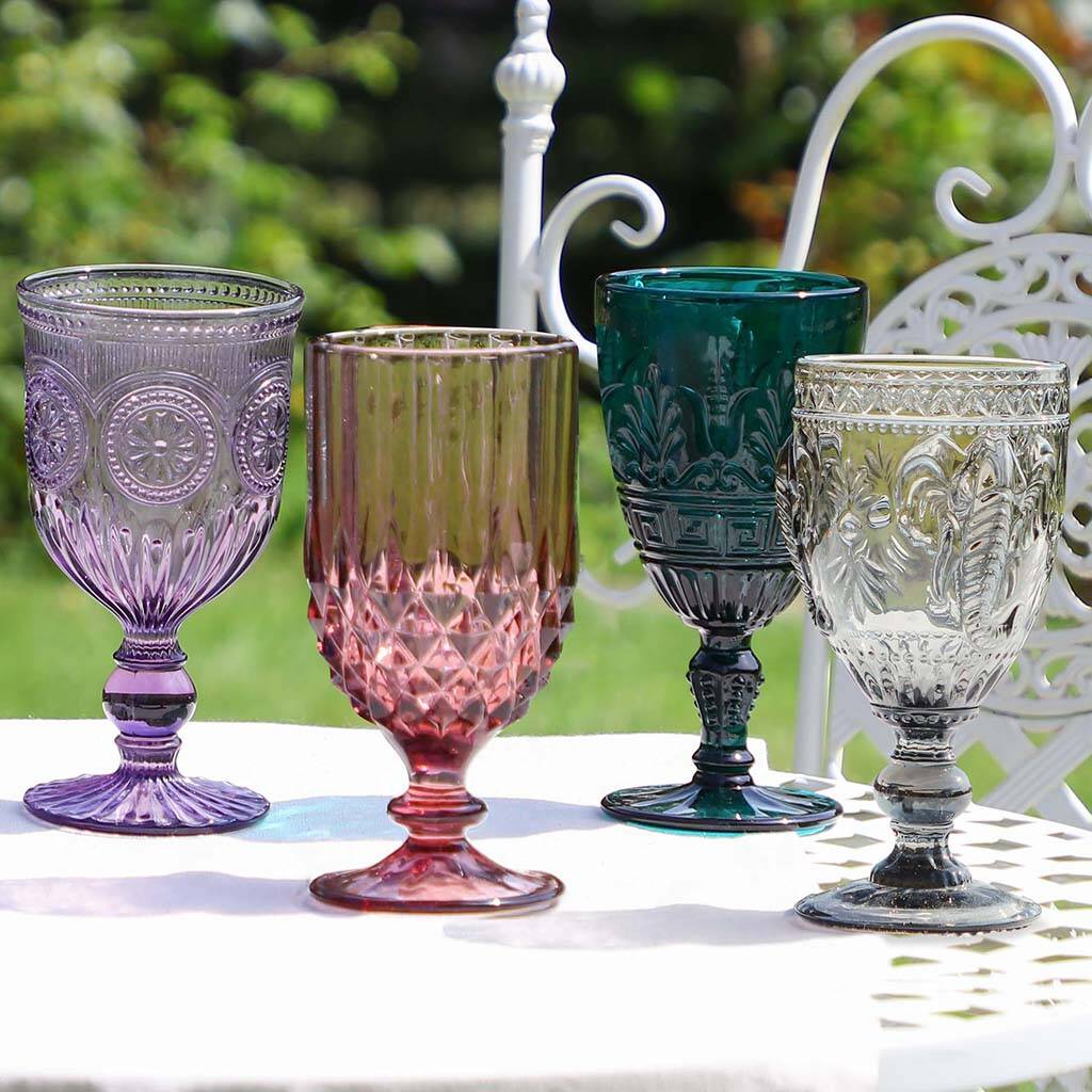 Luxe Embossed Glass Wine Goblets By Dibor | notonthehighstreet.com