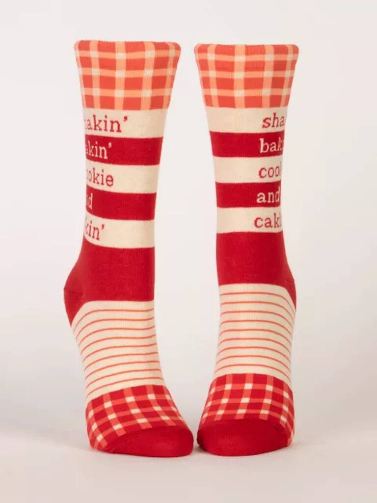 Ladies Red Gingham Shakin' Bakin' Baker Socks By Heliotique
