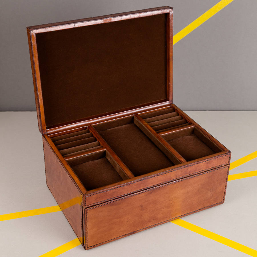 gents personalised large leather jewellery box by ginger rose ...