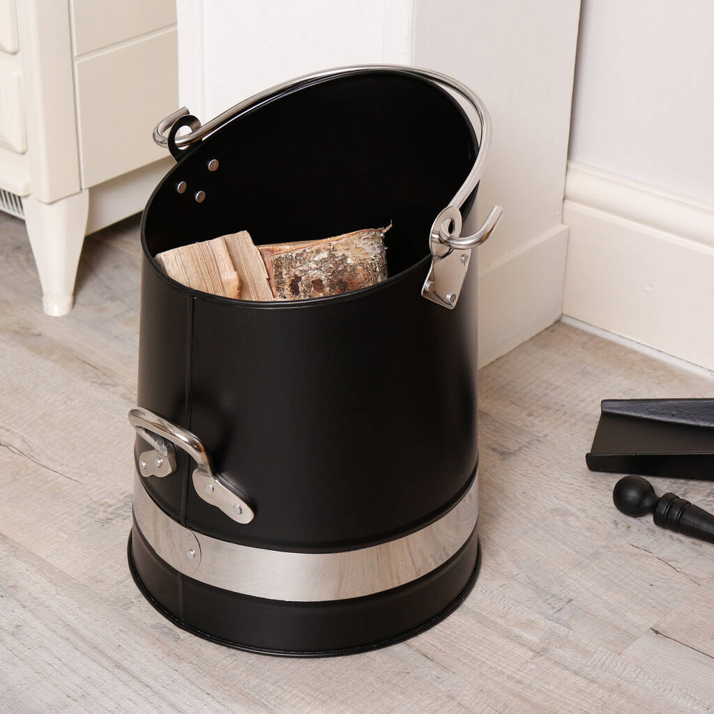 black and silver contemporary log bucket by dibor | notonthehighstreet.com