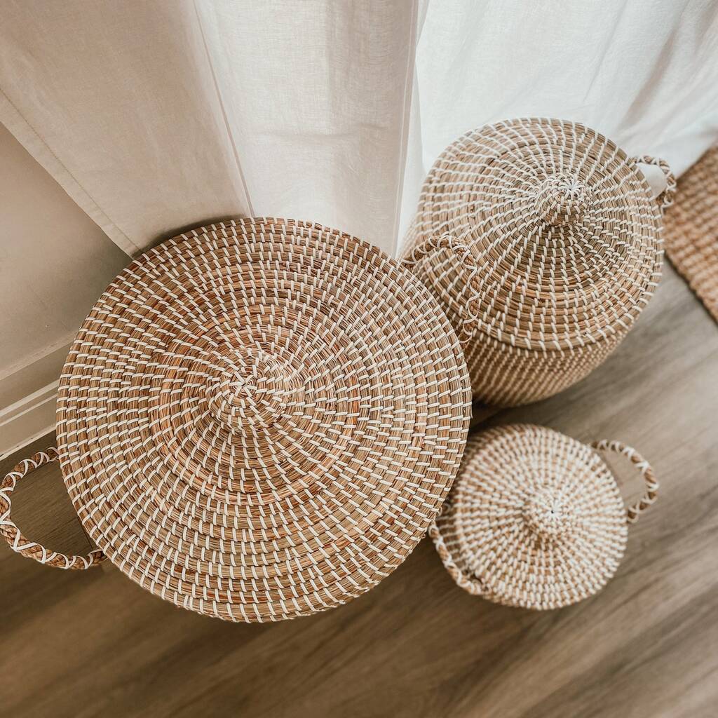 Seagrass Basket With Lid Large By Avery Row