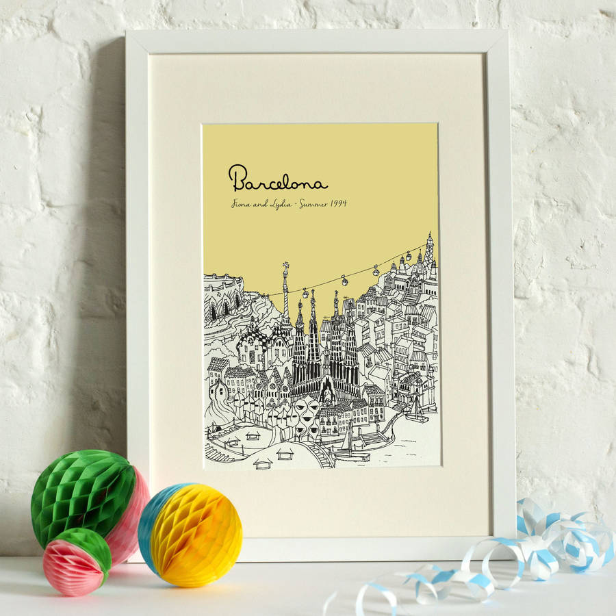 personalised barcelona print by tessa galloway illustration ...