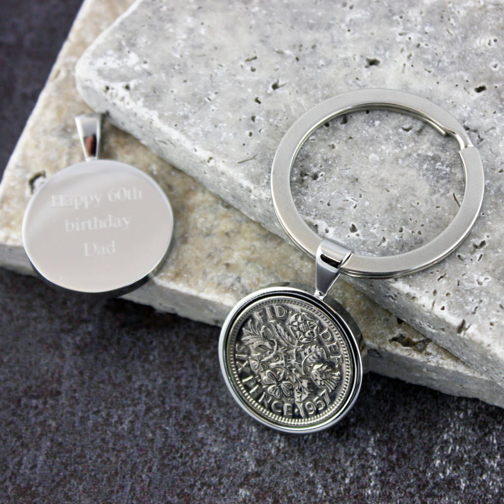 sixpence 1957 60th birthday coin keyring by ellie ellie ...