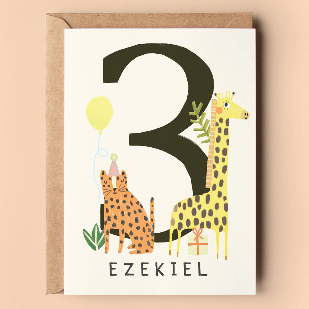 Personalised Jungle 3rd Birthday Card By Darcie Olley