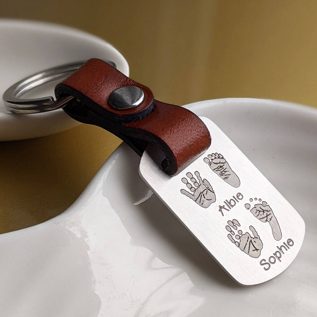 Personalised Handprint Leather Tag Keyring For Him By Hold upon Heart ...