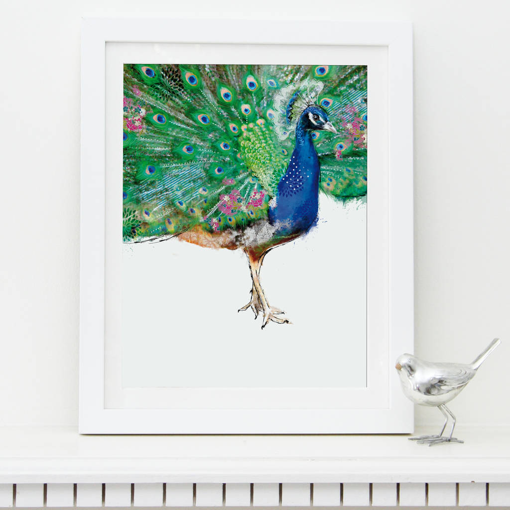 Peacock Classic Fine Art Print By Lola Design Ltd