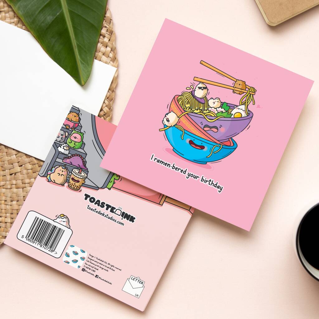 Ramen Birthday Card | Cute Greetings Card By Toastedink