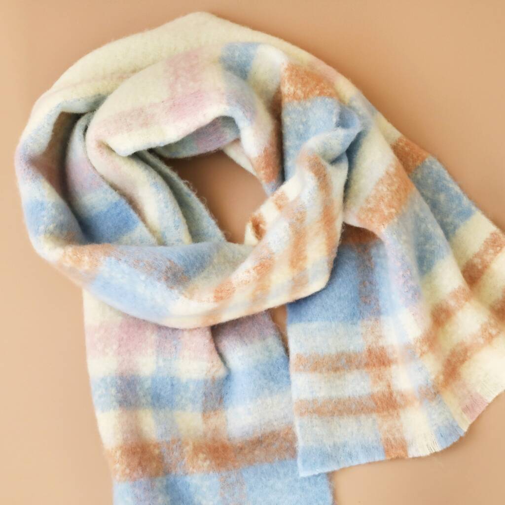 Pastel Multicoloured Check Winter Scarf By Lisa Angel ...