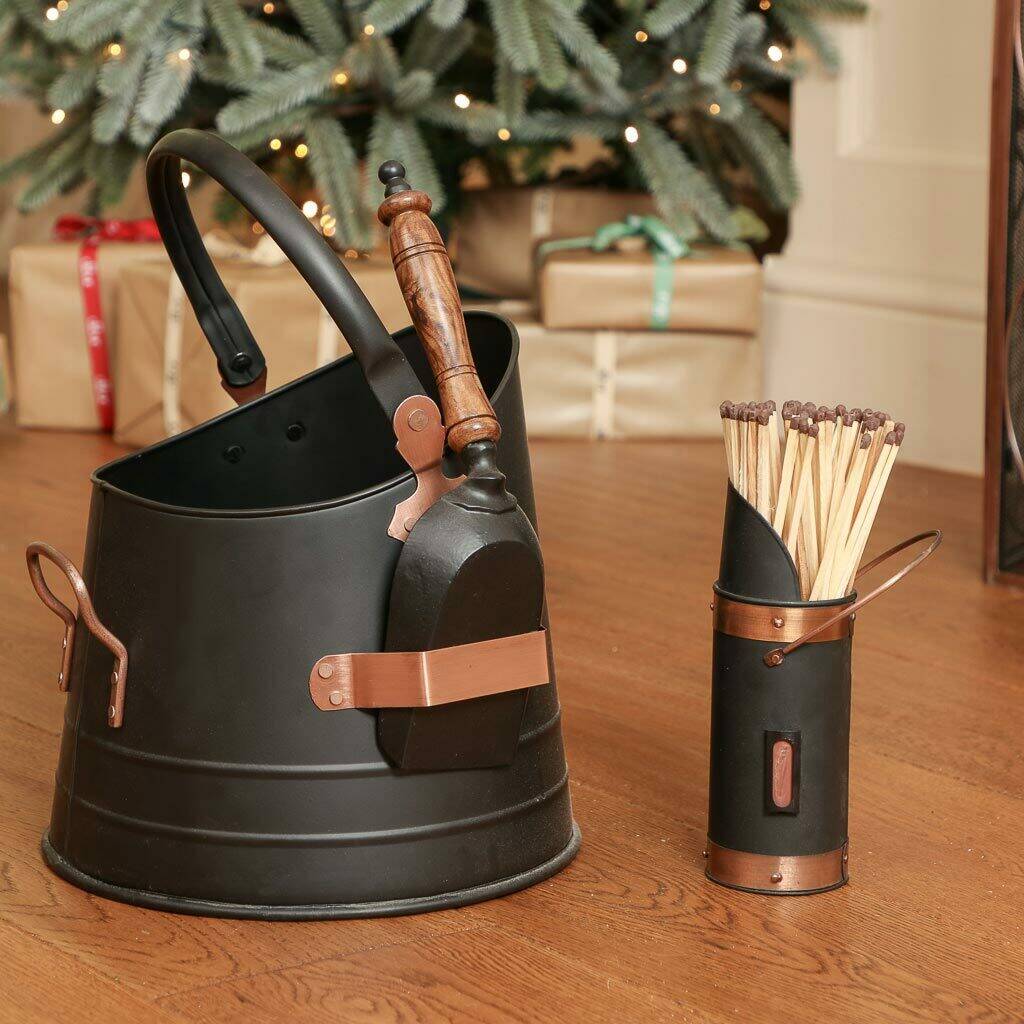 Copper Fireside Fuel Bucket With Shovel By Dibor | notonthehighstreet.com