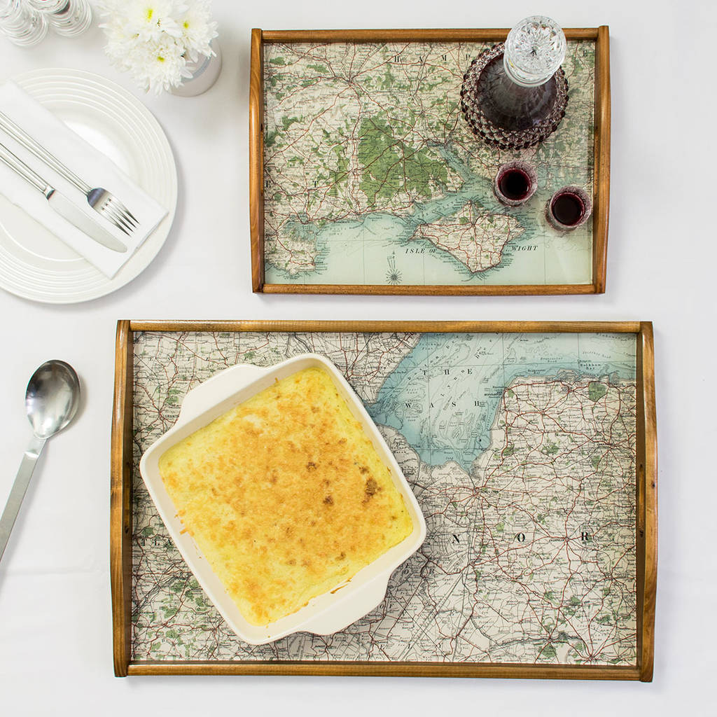 personalised vintage map drinks tray by atlas & i | notonthehighstreet.com