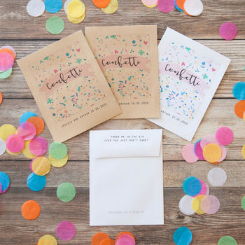 10 Personalised Colourful Confetti Print Packets By Wedding In A Teacup ...