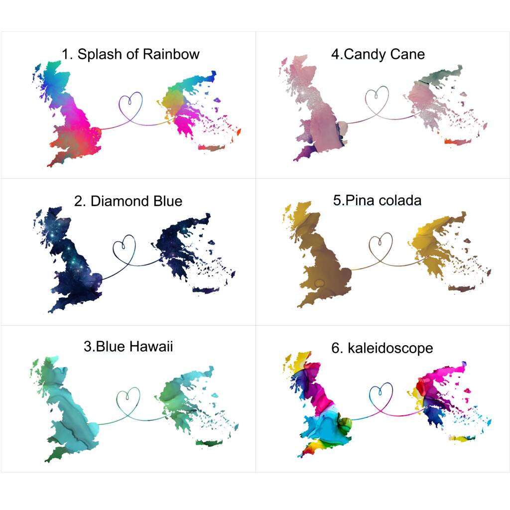 Personalised Map Print Any Two Countries Greetings Card By Bumble Beez ...