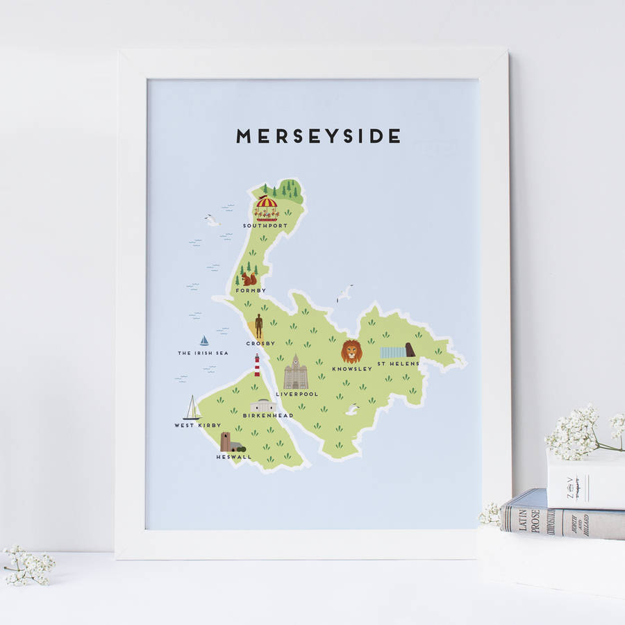 map of merseyside print by pepper pot studios | notonthehighstreet.com