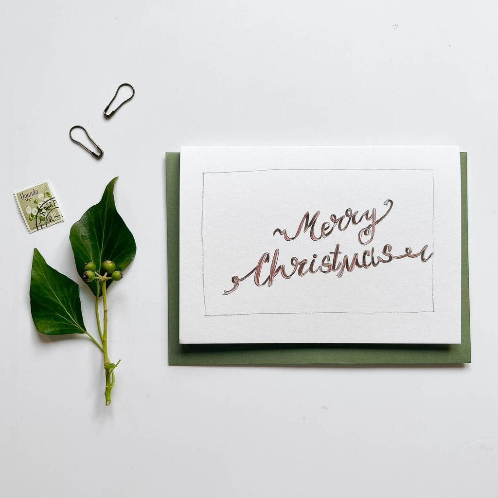 Merry Christmas Ribbon Words Card Single Or Set By Love One Another ...