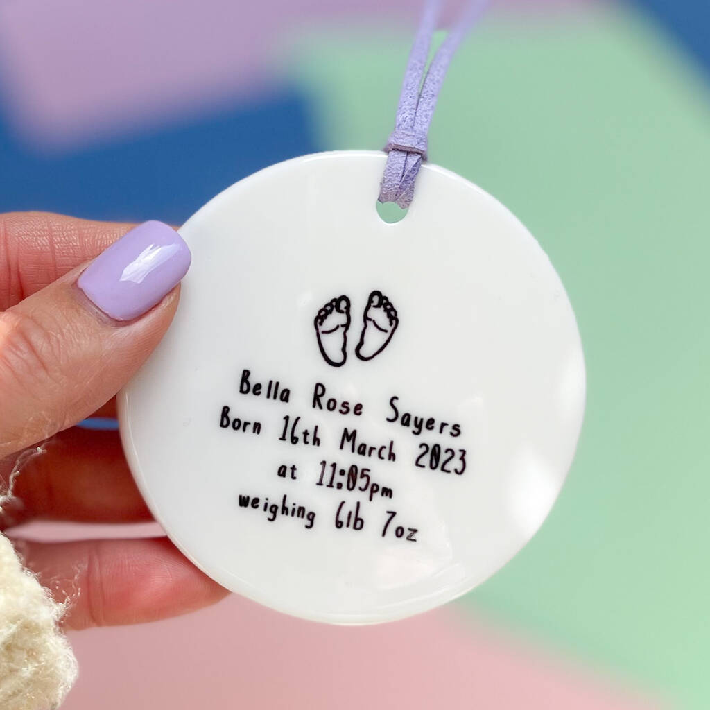 New Baby Personalised Hanging Disc By by Molly&Izzie