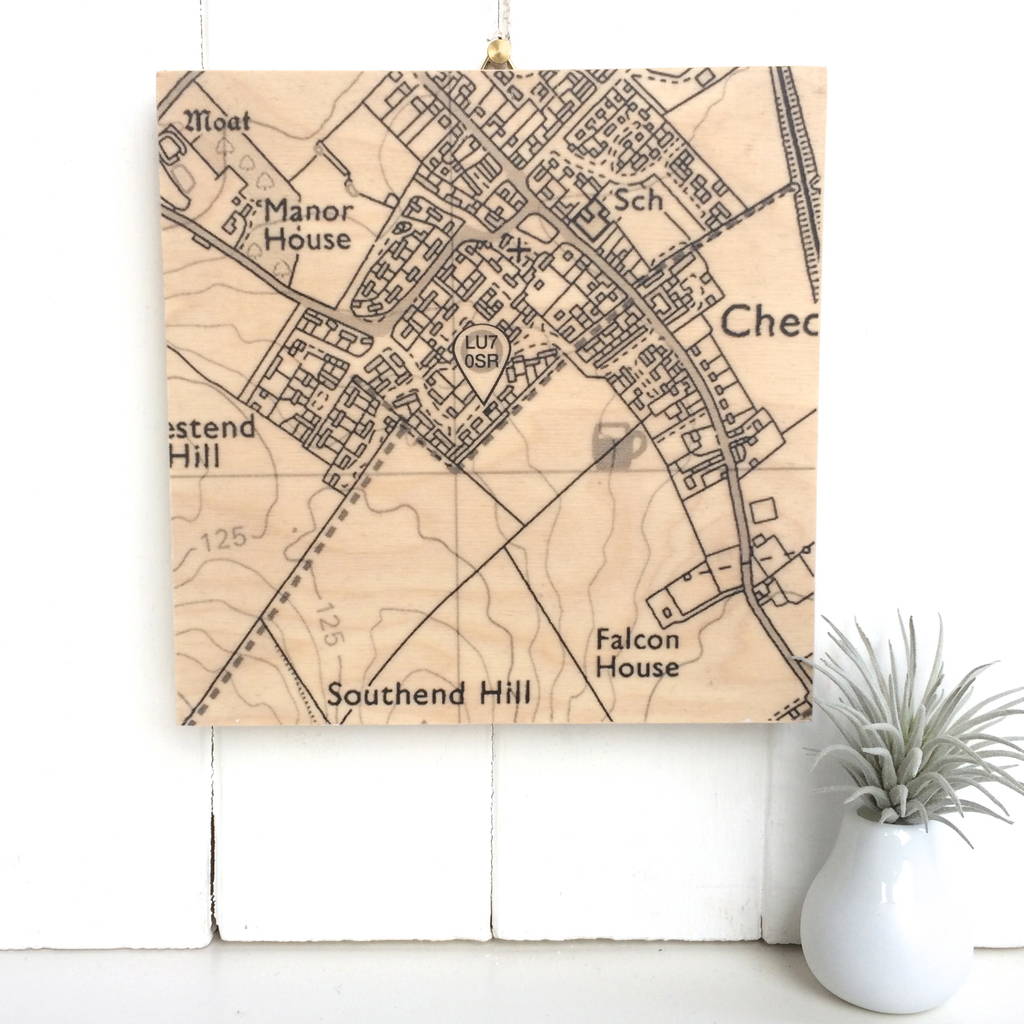 new home postcode map print on wood by northern logic ...