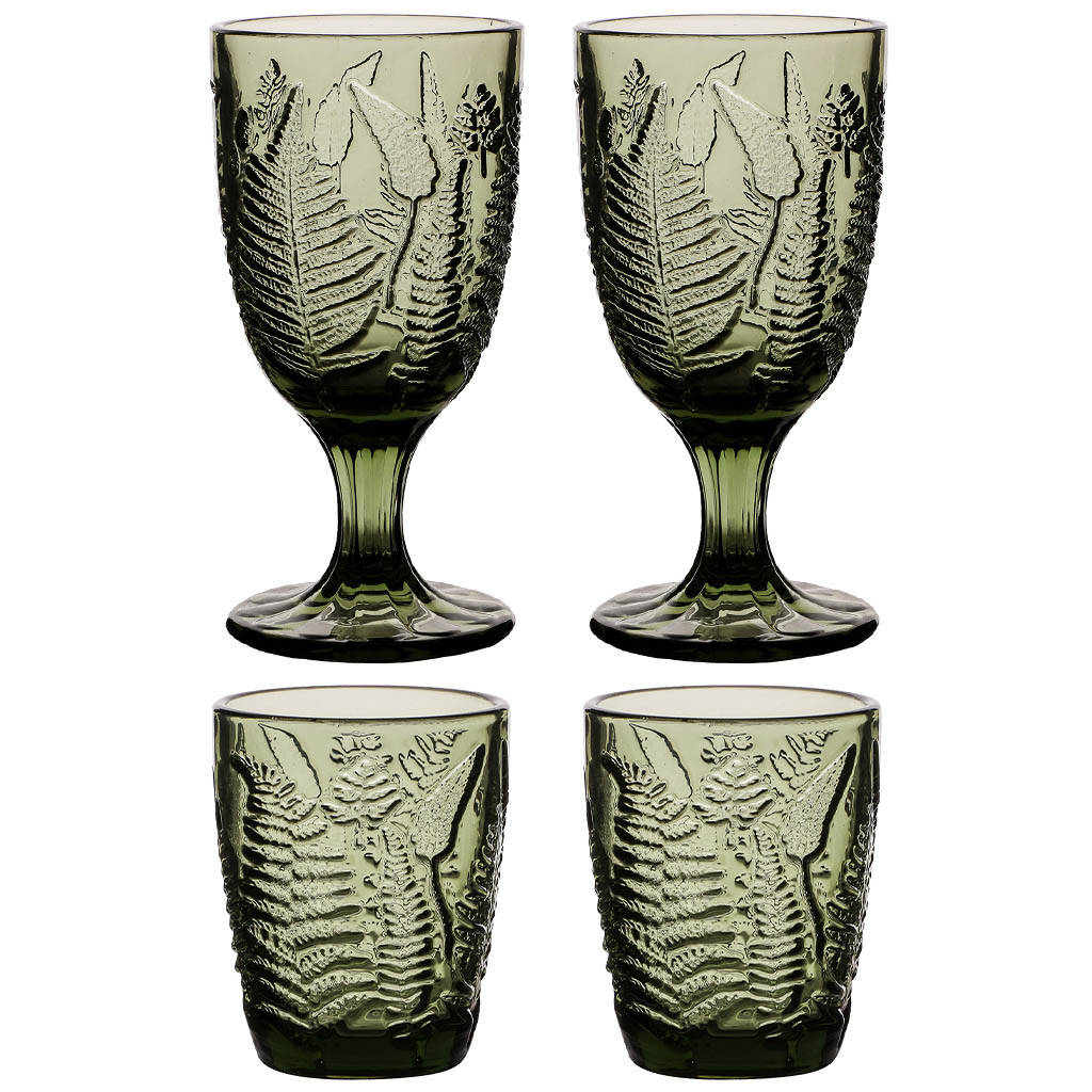 Botanical Fern Green Glassware Collection By Dibor | notonthehighstreet.com