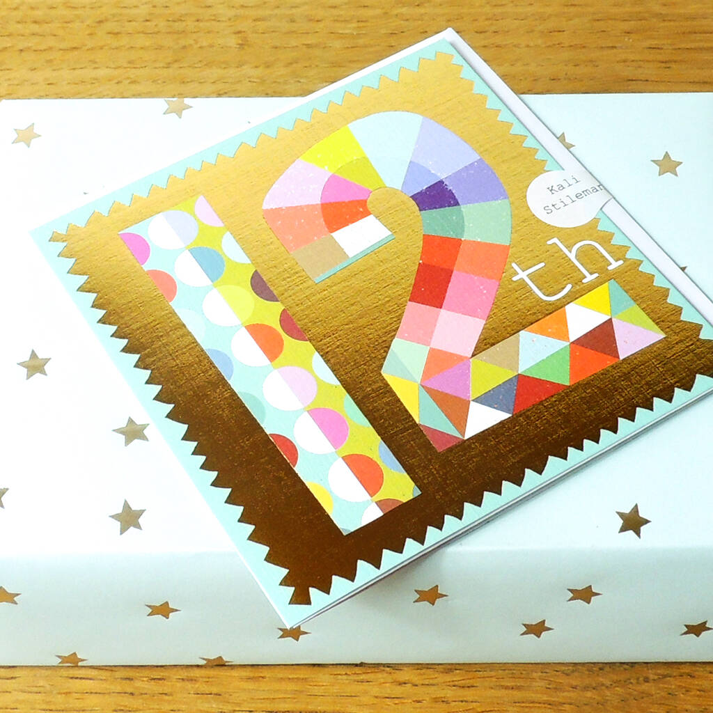 Gold Foiled Number Twelve Card By Kali Stileman Publishing