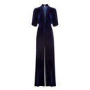 Midnight Blue Retro Style Jumpsuit In Silk Velvet By Nancy Mac ...