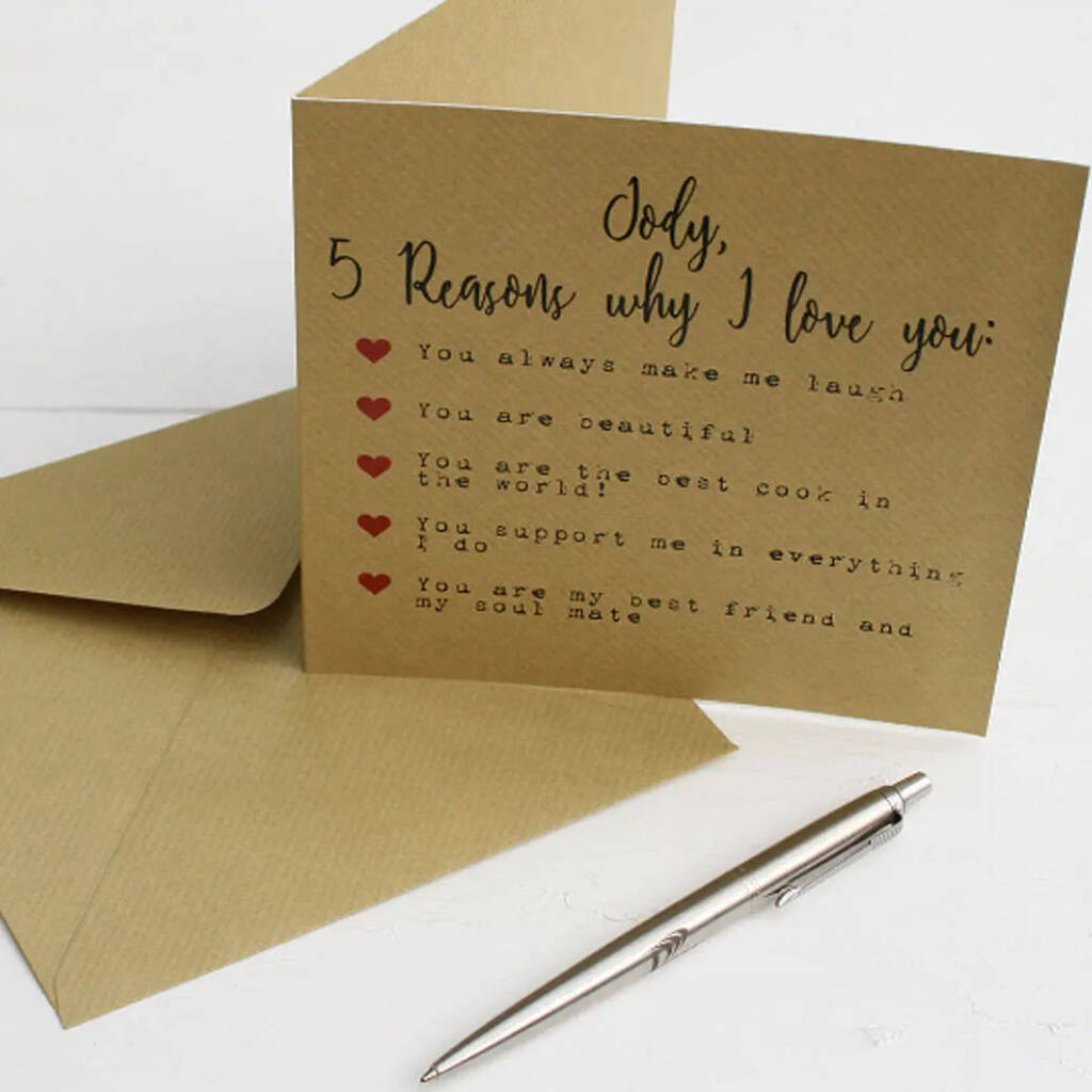 Five Reasons I Love You Valentine's Card By Juliet Reeves Designs ...