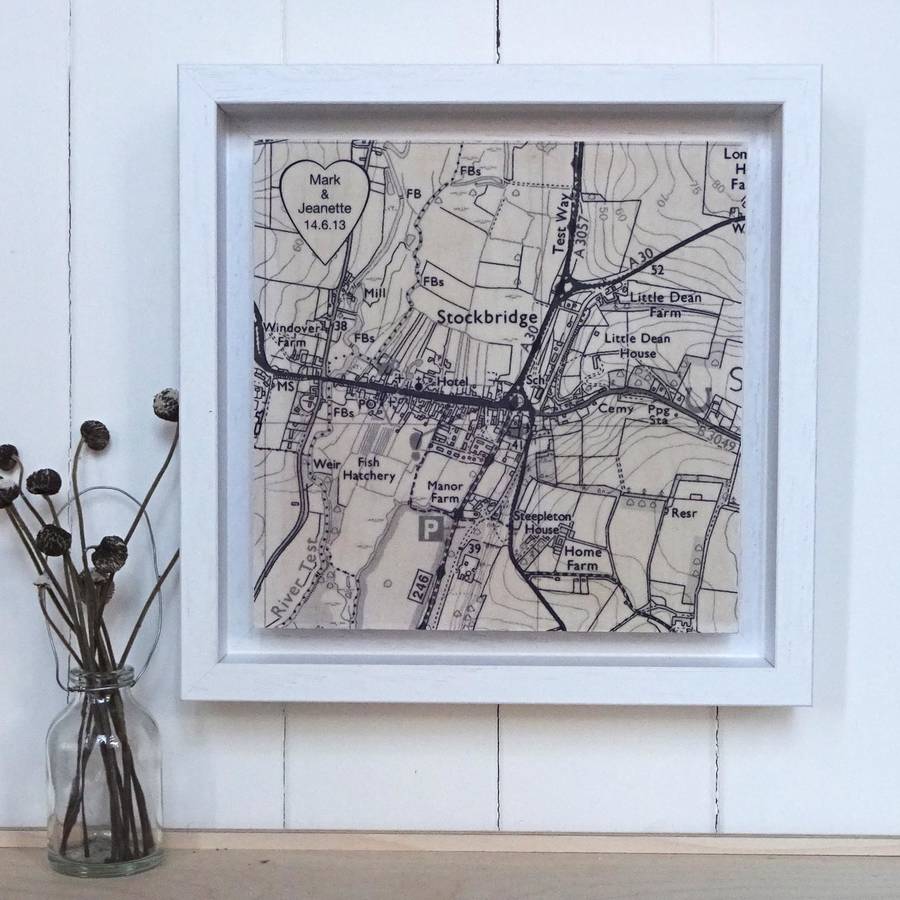 personalised heart location map print on wood by northern logic ...