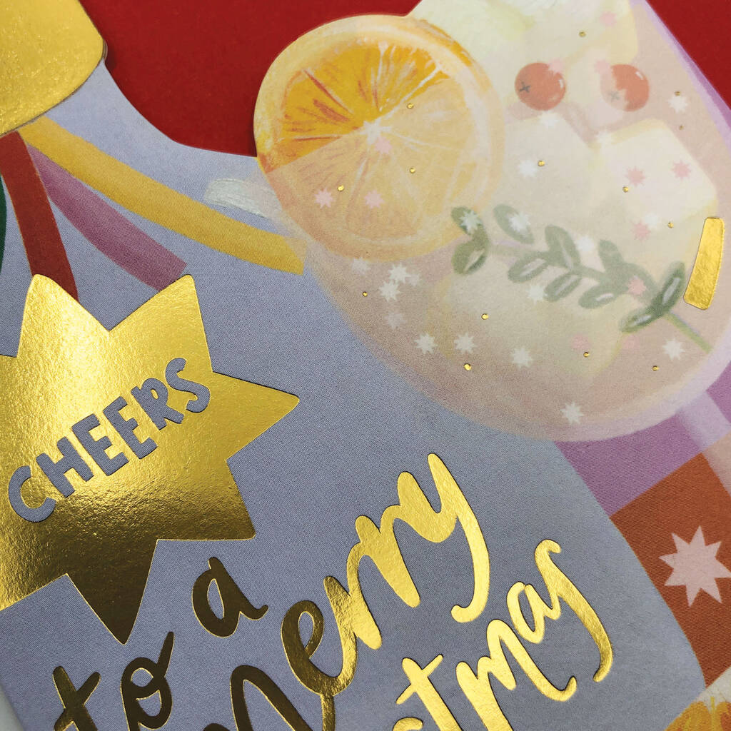 'Cheers To A Merry Christmas’ Festive Cocktail Card By Raspberry Blossom