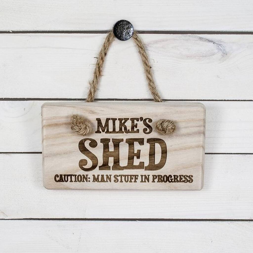 Caution: Man Stuff Personalised Wooden Sign By JUNGLEY