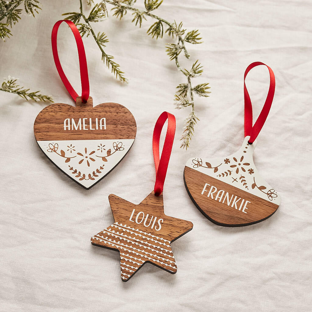 Personalised Scandi Walnut Wood Christmas Bauble By Create Gift Love ...