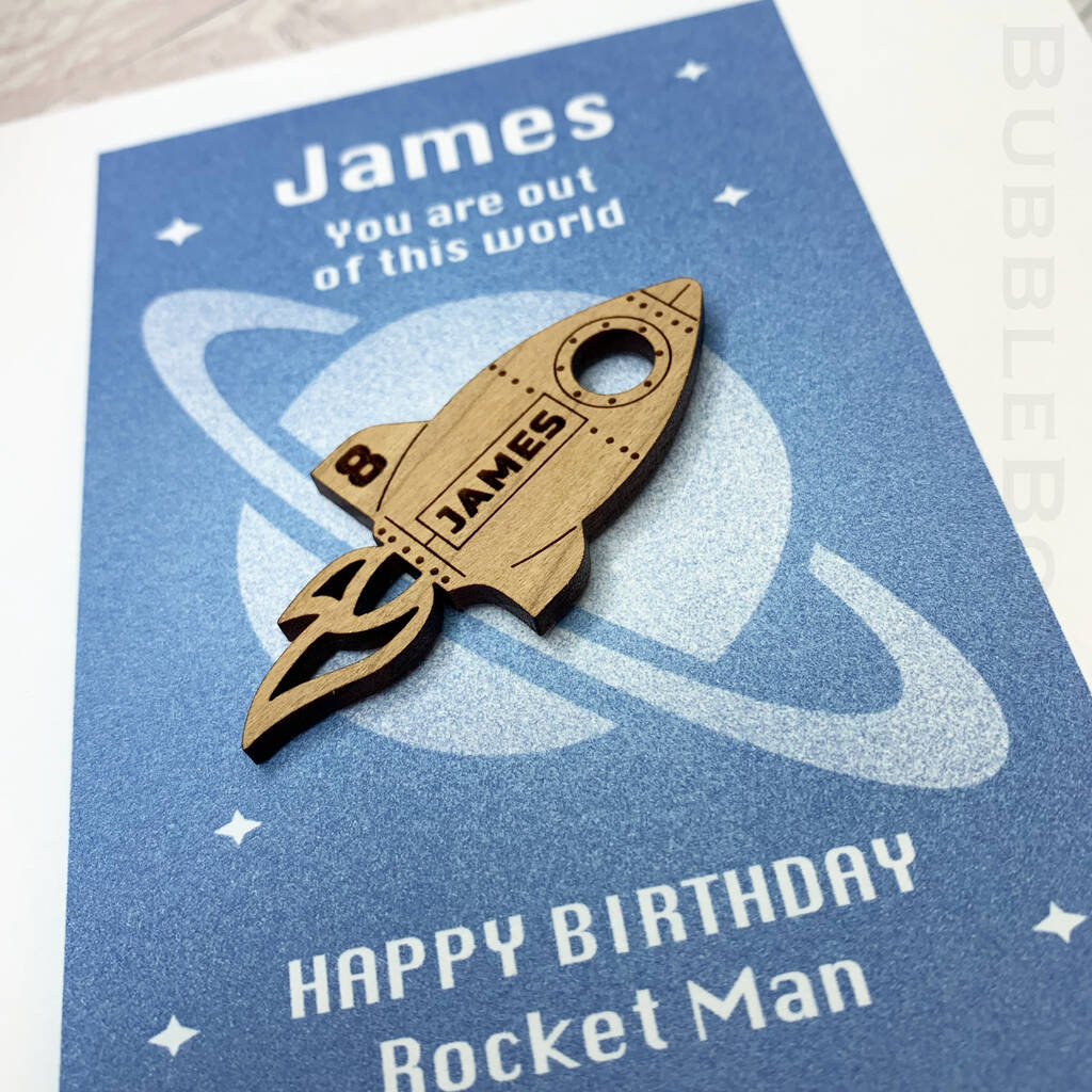 Personalised Birthday Card Space Themed With Rocket Gift By BubbleBoo ...