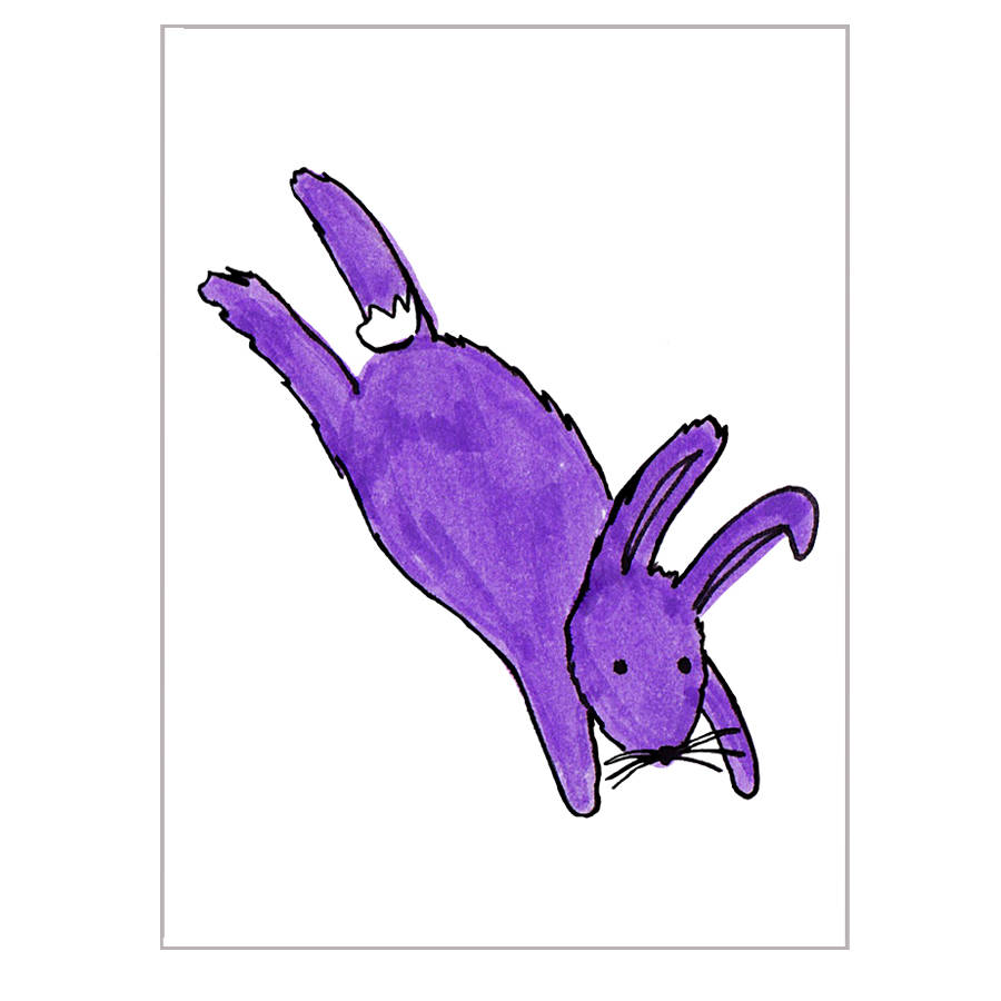 purple leaping rabbit art print by kethi copeland | notonthehighstreet.com