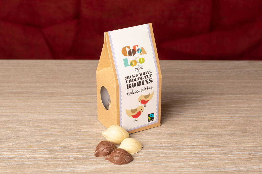 Organic Milk And White Chocolate Robins By Cocoa Loco ...