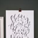 Custom Song Lyric Brush Lettering By Polly & Me | notonthehighstreet.com