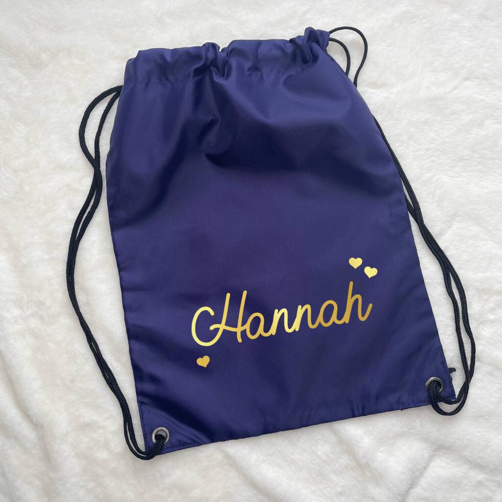 Kids Personalised Pe / Swimming Bag With Gold Hearts By Lovetree Design ...