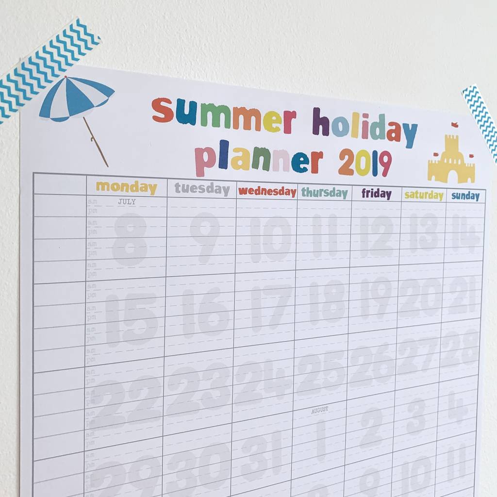 summer holiday wall planner 2019 by yoyo-me | notonthehighstreet.com