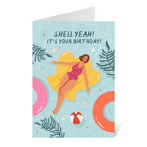 'Shell Yeah' Happy Birthday Folded Greetings Card By Flourish Paperworks