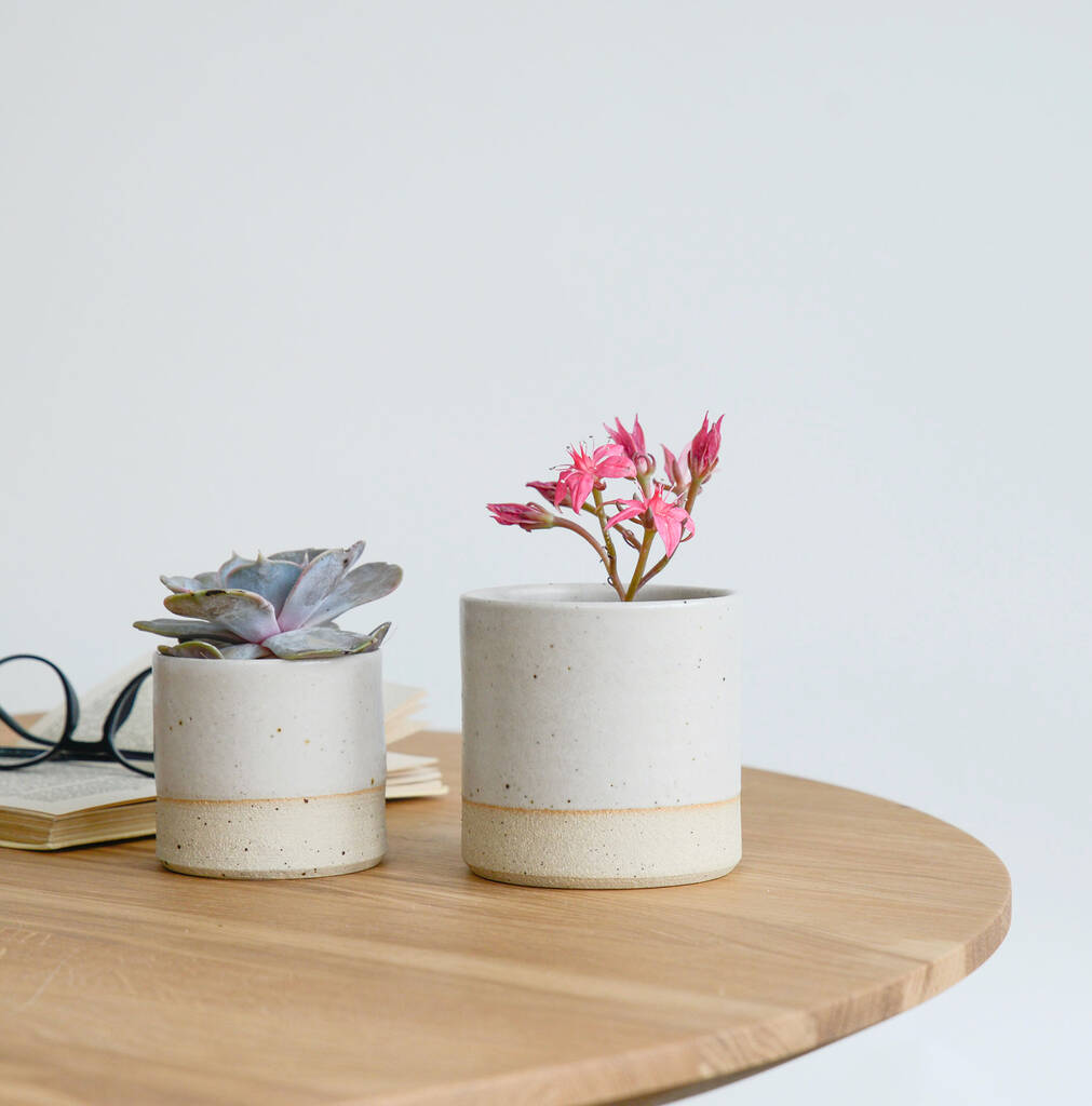 Set Of Two Handmade Stone Ceramic Plant Pots By Habulous ...